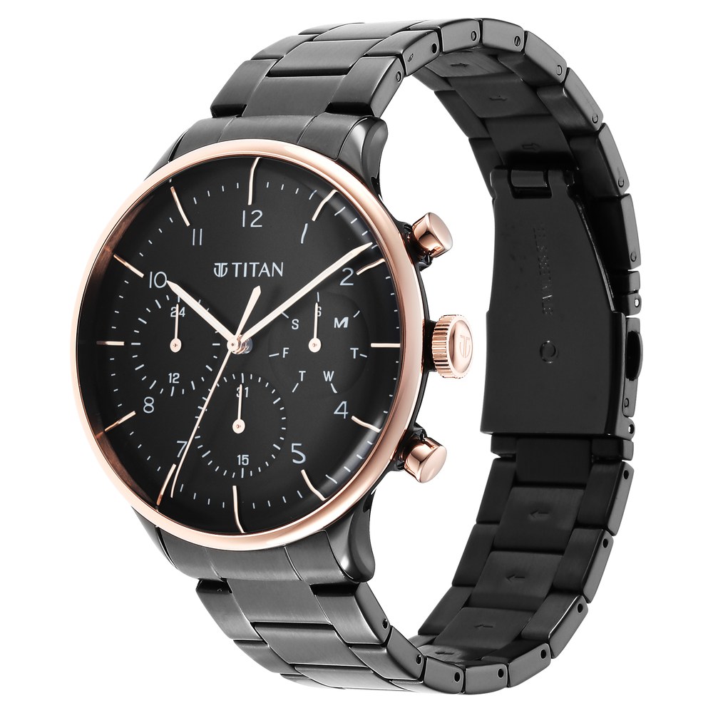 Buy Online Titan Urban Magic Black Dial Analog Stainless Steel Strap ...