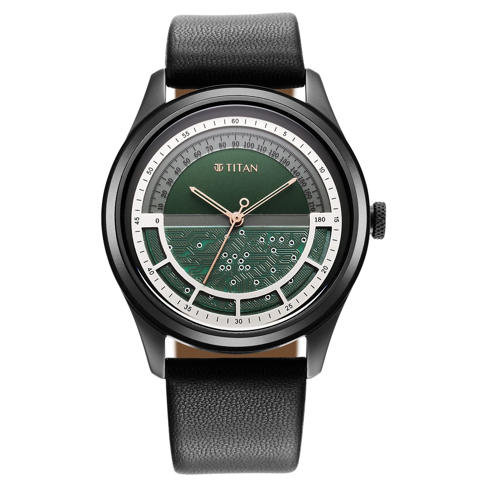Buy Online Titan Engineer Exclisives Black Dial Analog Leather Strap ...