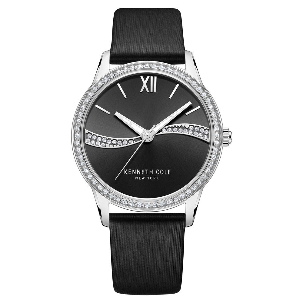 Buy Online Kenneth Cole Quartz Analog Black Dial Leather Strap Watch ...