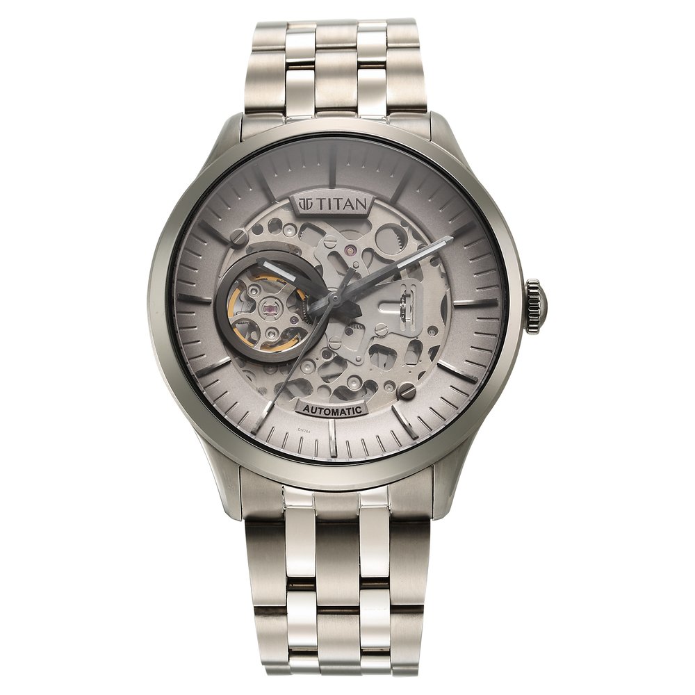 Buy Online Titan Metal Mechanicals Silver Dial Silver Stainless Steel ...