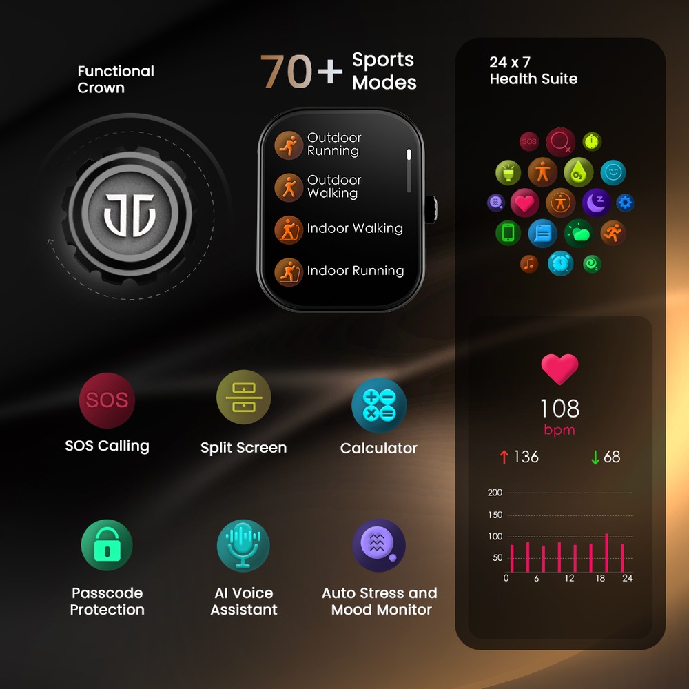 Buy Online Titan Mirage with 4.97 cm AMOLED Display and AOD, Functional ...