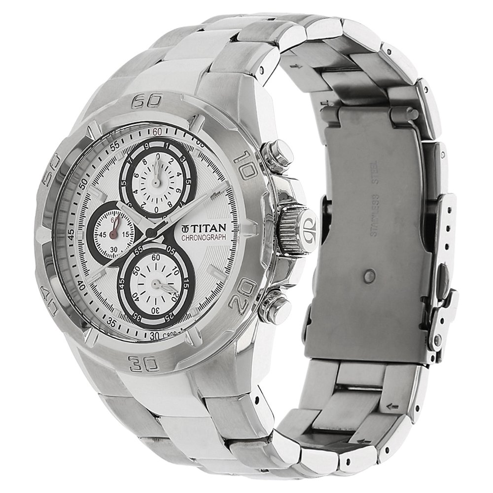 Buy Online Titan Chronograph Silver Dial Stainless Steel Strap watch ...