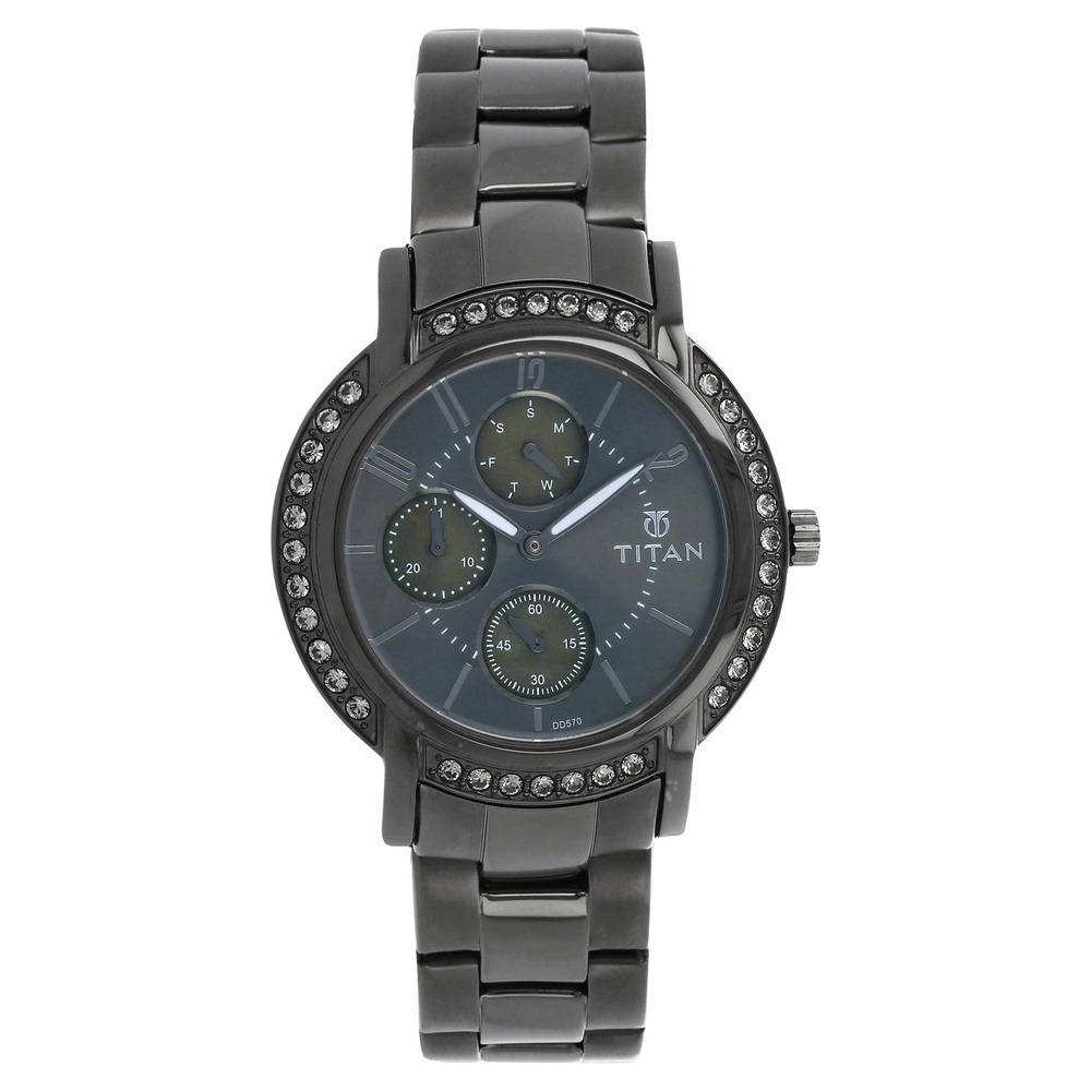 Buy Online Titan Quartz Analog with Day and Date Grey Dial Stainless ...