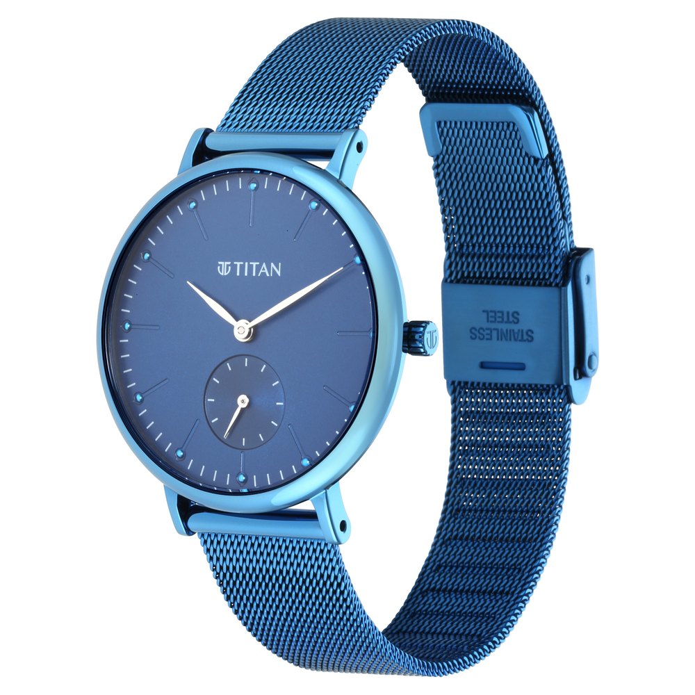 Buy Online Titan Slimline Blue Dial Analog Stainless Steel Strap watch ...