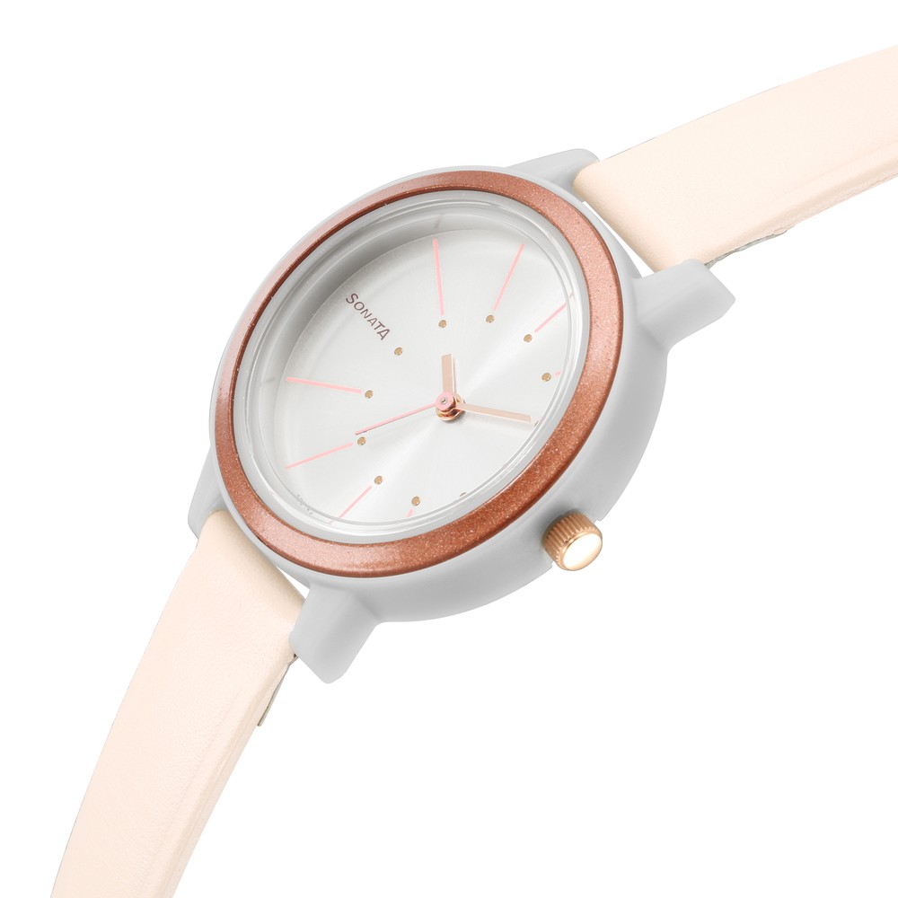 Buy Online Sonata Pop Silver Dial Women Watch With Leather Strap ...
