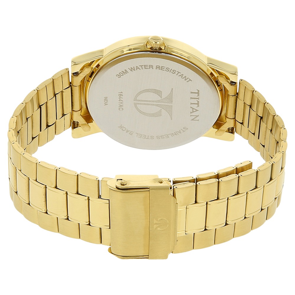 Buy Online Titan Quartz Analog with Day and Date Champagne Dial ...