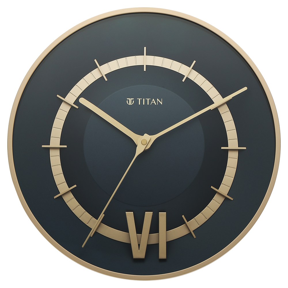 Buy Online Titan Contemporary Wall Clock with Blue Dial Silent Sweep ...