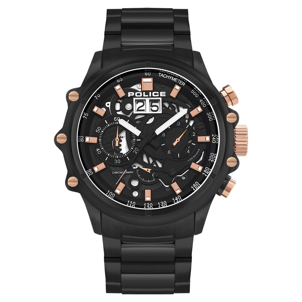 Buy Online Police Quartz Chronograph Black Dial Metal Strap Watch for ...