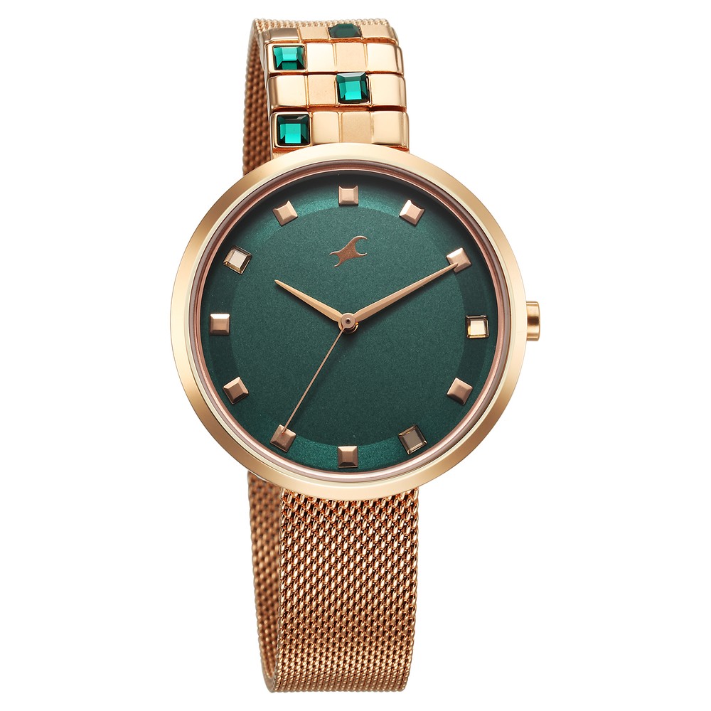Buy Online Fastrack Fleek Quartz Analog Green Dial Stainless Steel ...