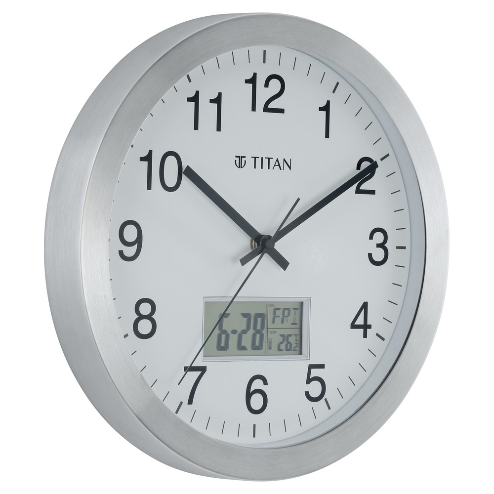 Buy Online Titan Metallic Anadigi Wall Clock White Dial with Digital ...