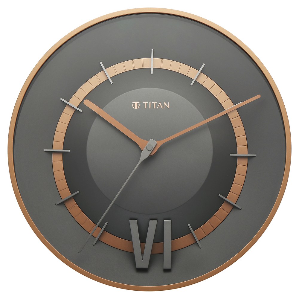 Buy Online Titan Contemporary Wall Clock with Grey Dial Silent Sweep ...