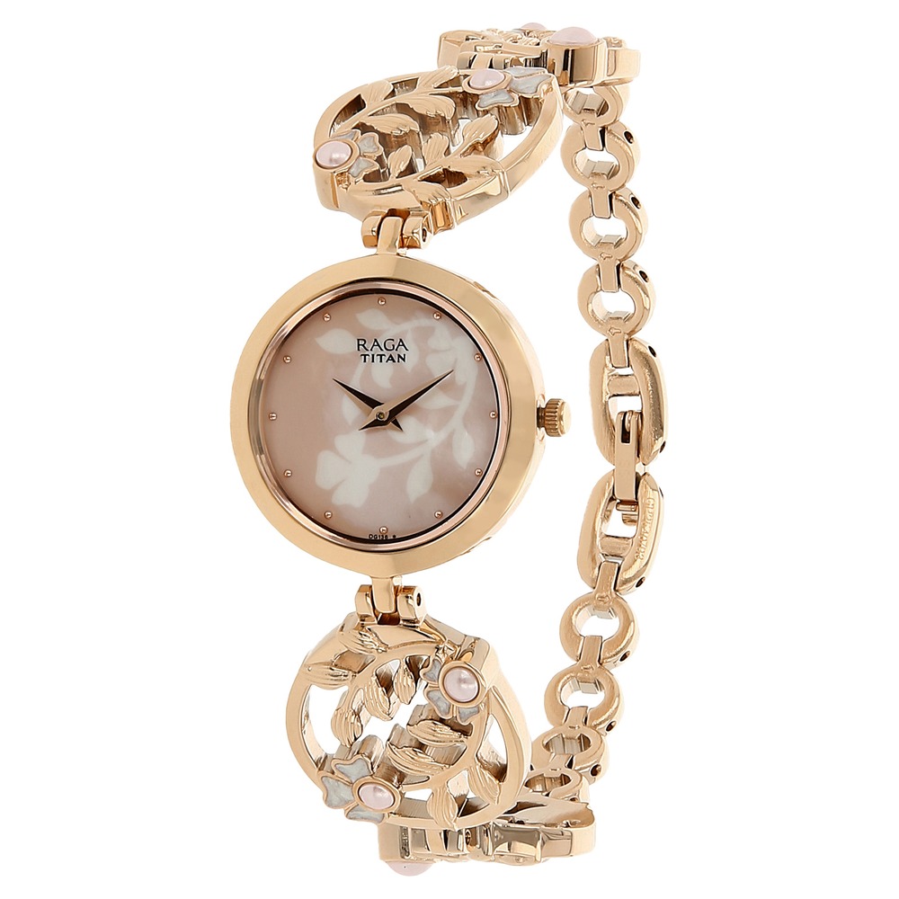Buy Online Titan Raga Aurora Pink Dial Women Watch With Metal Strap ...
