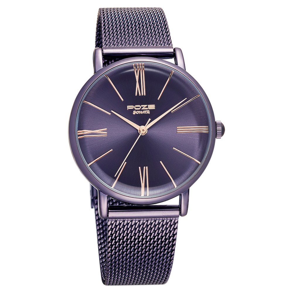 Buy Online Poze by Sonata Quartz Analog Purple Dial Stainless Steel ...