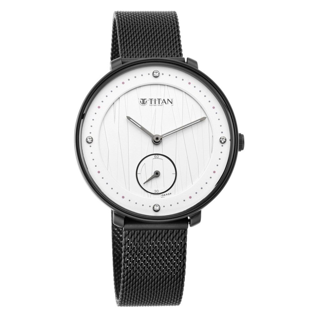 Buy Online Titan Workwear Black Dial Women Watch With Stainless Steel ...