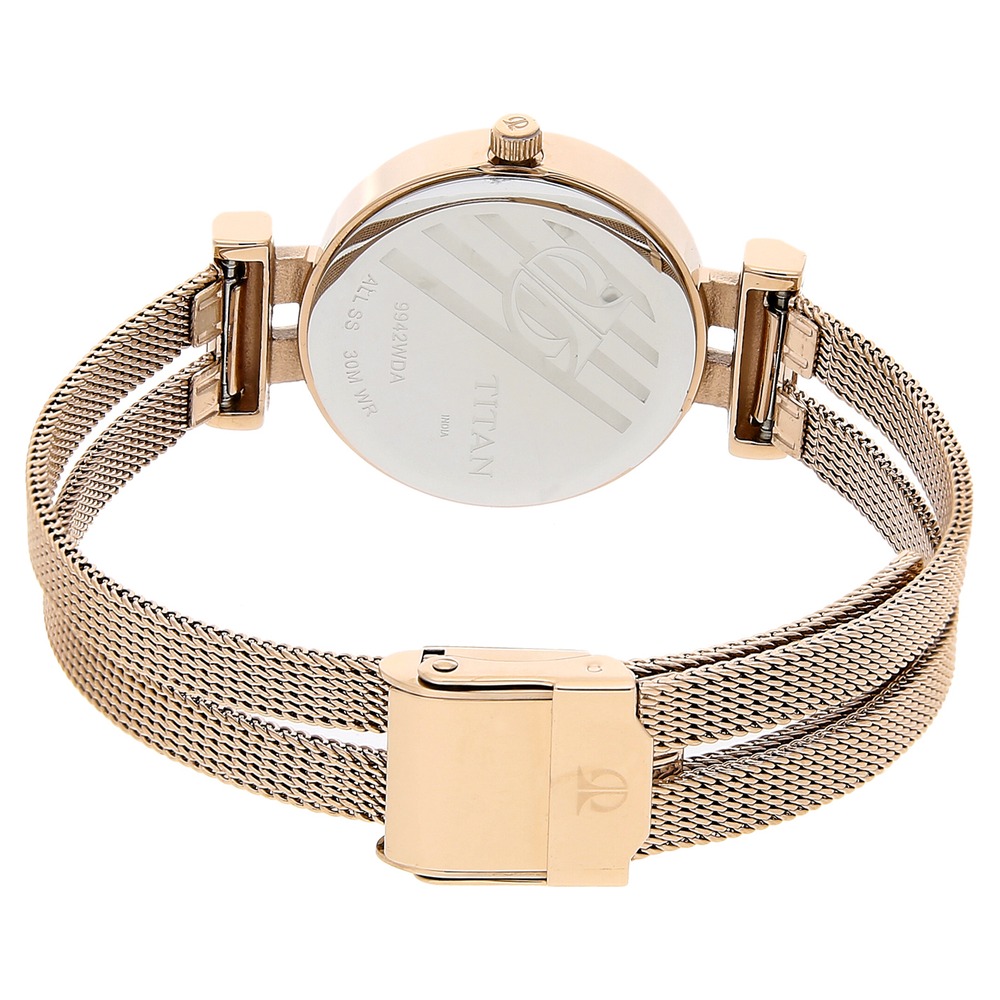 Buy Online Titan Quartz Analog Rose Gold Dial Stainless Steel Strap ...
