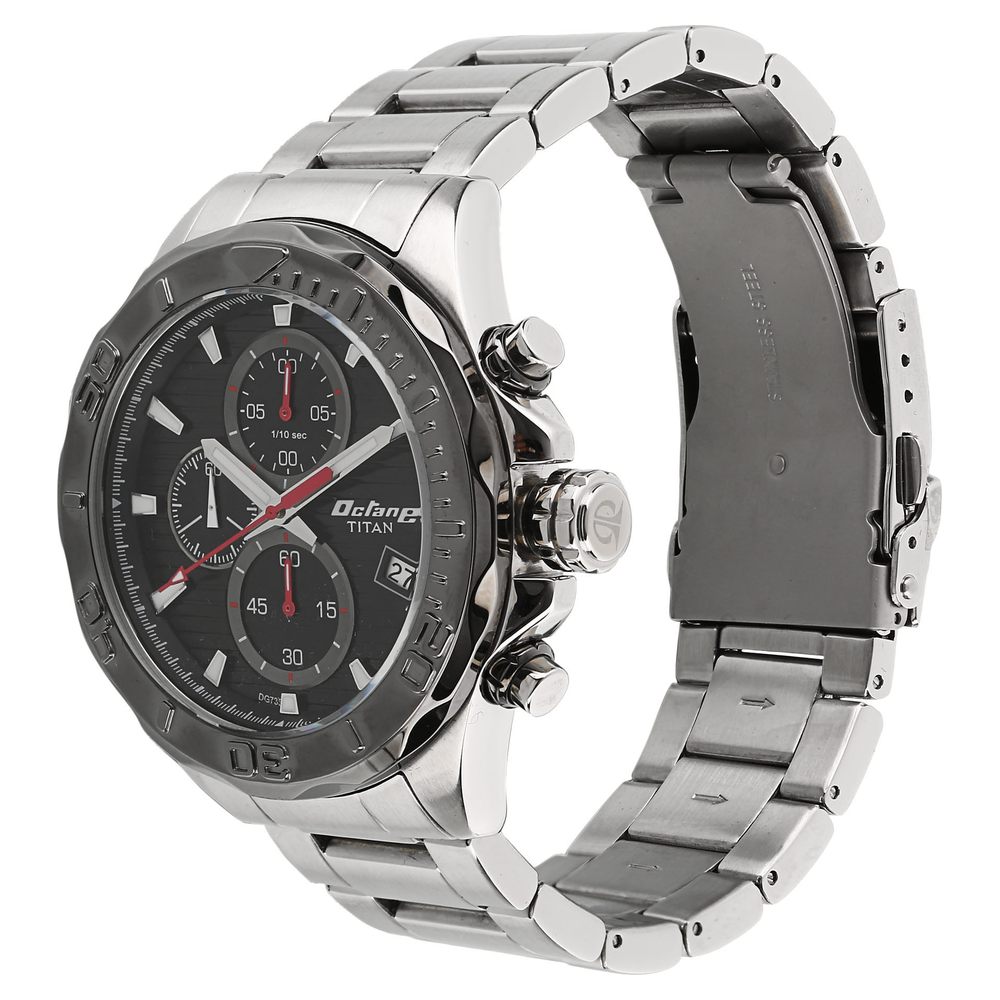 Buy Online Titan Octane Black Dial Chrono Stainless Steel Watch for Men ...