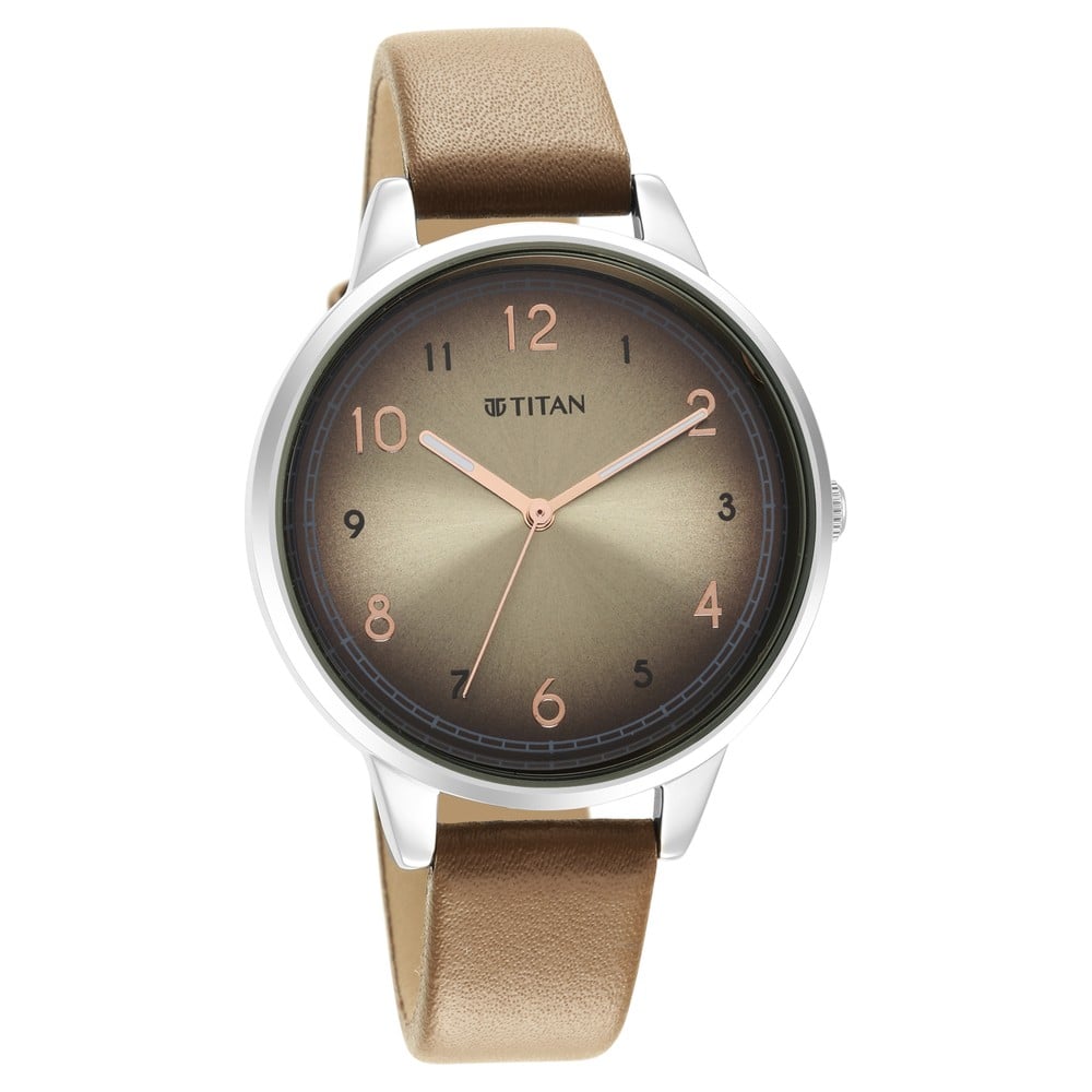 Buy Online Titan Trendsetters Beige Dial Women Watch With Leather Strap ...