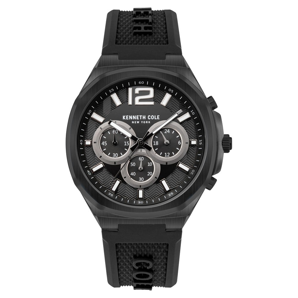 Buy Online Kenneth Cole Quartz Chronograph Black Dial Silicone Strap ...