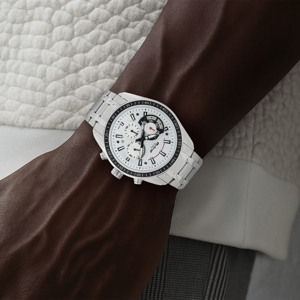 Buy Online Titan Octane Quartz Chronograph White Dial Silver Stainless ...