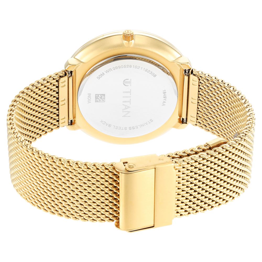 Buy Online Titan Black and Gold Quartz Analog with Date Silver Dial ...