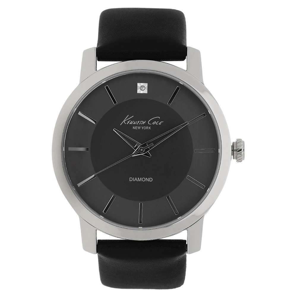 Buy Online Kenneth Cole Quartz Analog Grey Dial Leather Strap Watch for ...