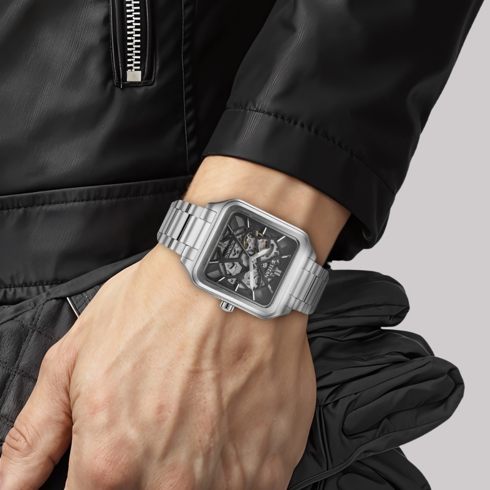 Buy Online Titan Shaped Automatics Anthracite Dial Silver Stainless ...