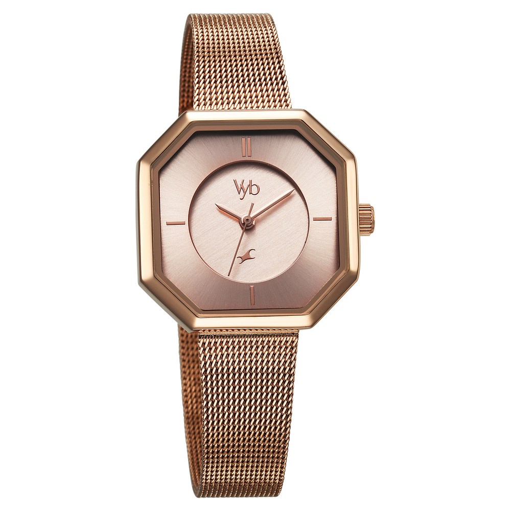 Buy Online Fastrack Vyb Prodigy Quartz Analog Rose Gold Dial Stainless ...