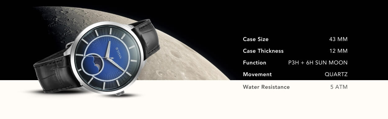 Buy Online Titan Caelum Sun Moon Sub-Dial in Cobalt Blue - Stellar ...