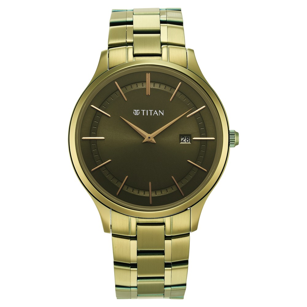 Buy Online Titan Classique Slimline Green Dial Analog with Day and Date ...