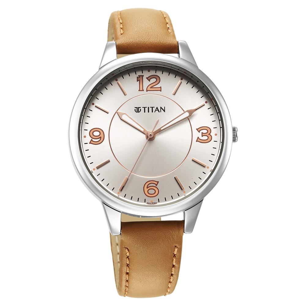 Buy Online Titan Urban Silver White Dial Analog Leather Strap watch for ...
