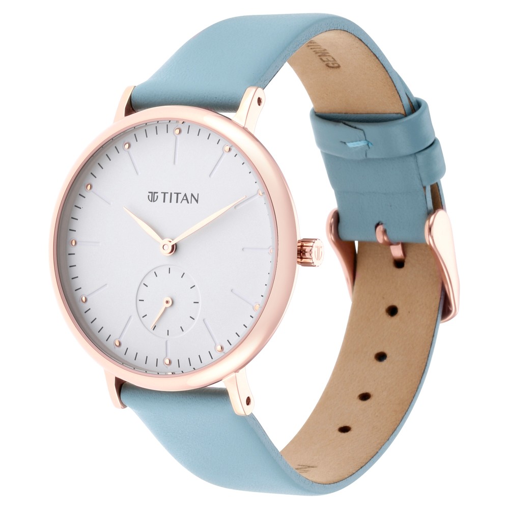 Buy Online Titan Slimline White Dial Analog Leather Strap Watch for ...