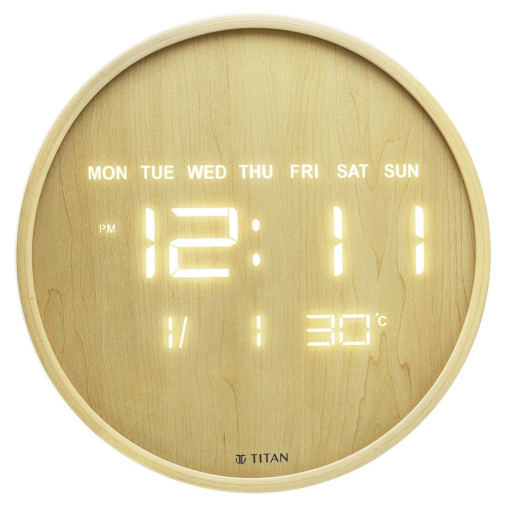 Buy Online Titan Wood-Grain LED Digital Clock - 32 cm x 32 cm (Medium ...
