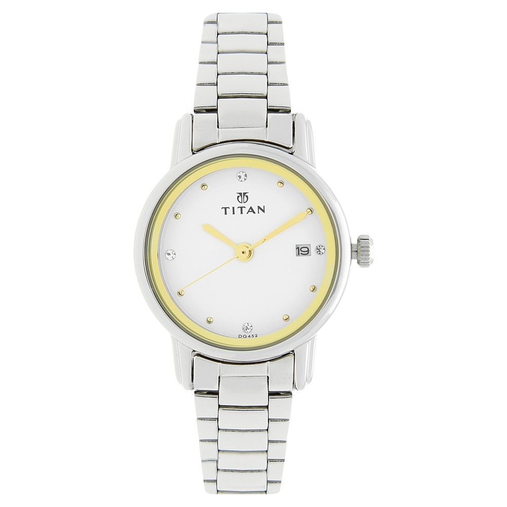 Buy Online Titan Karishma White Dial Women Watch With Stainless Steel ...