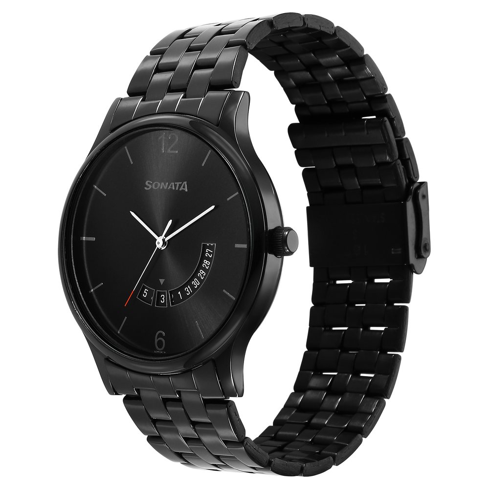 Buy Online Sonata Quartz Analog with Date Black Dial Watch for Men ...