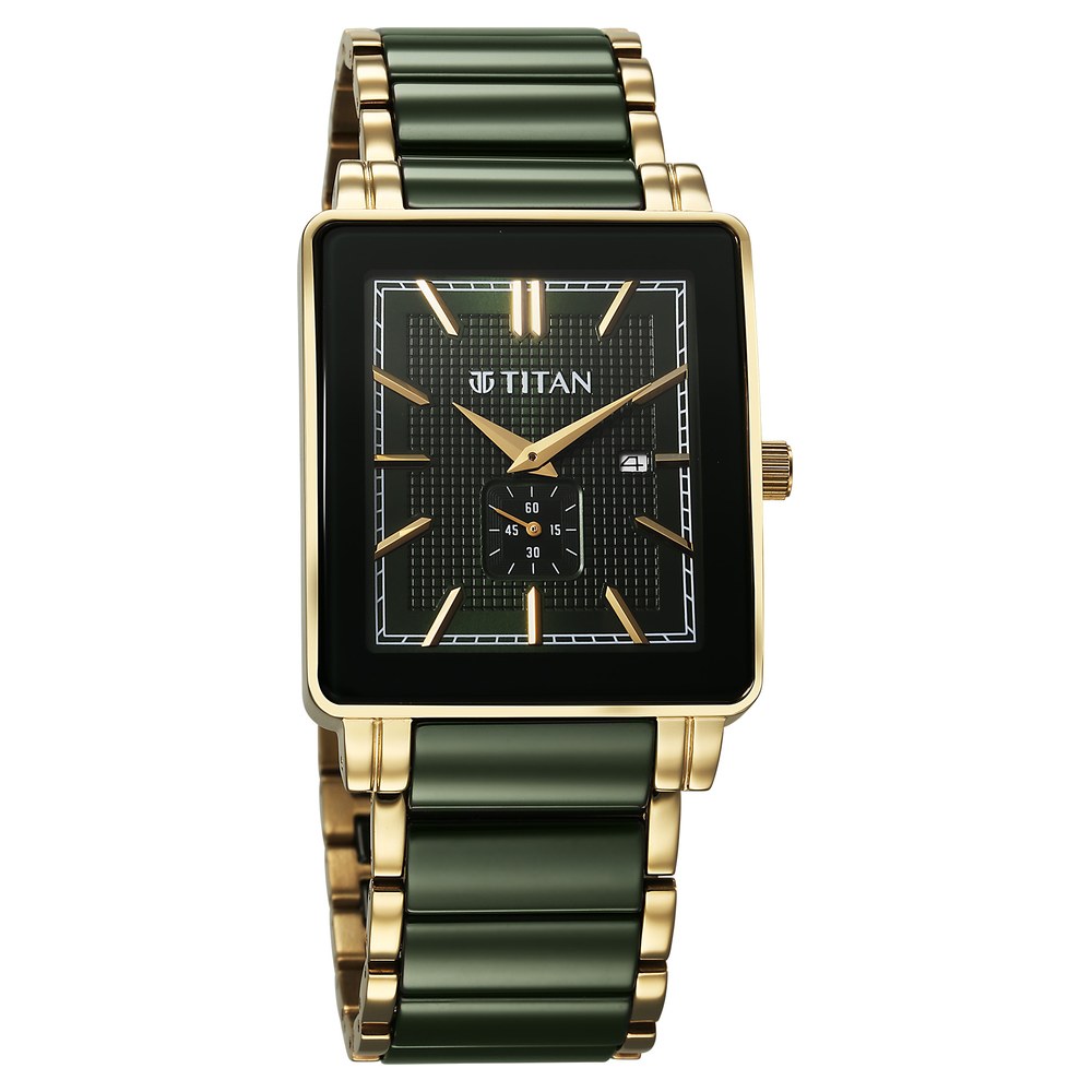 Buy Online Titan Regalia Shaped Ceramic Quartz Analog with Date Green ...