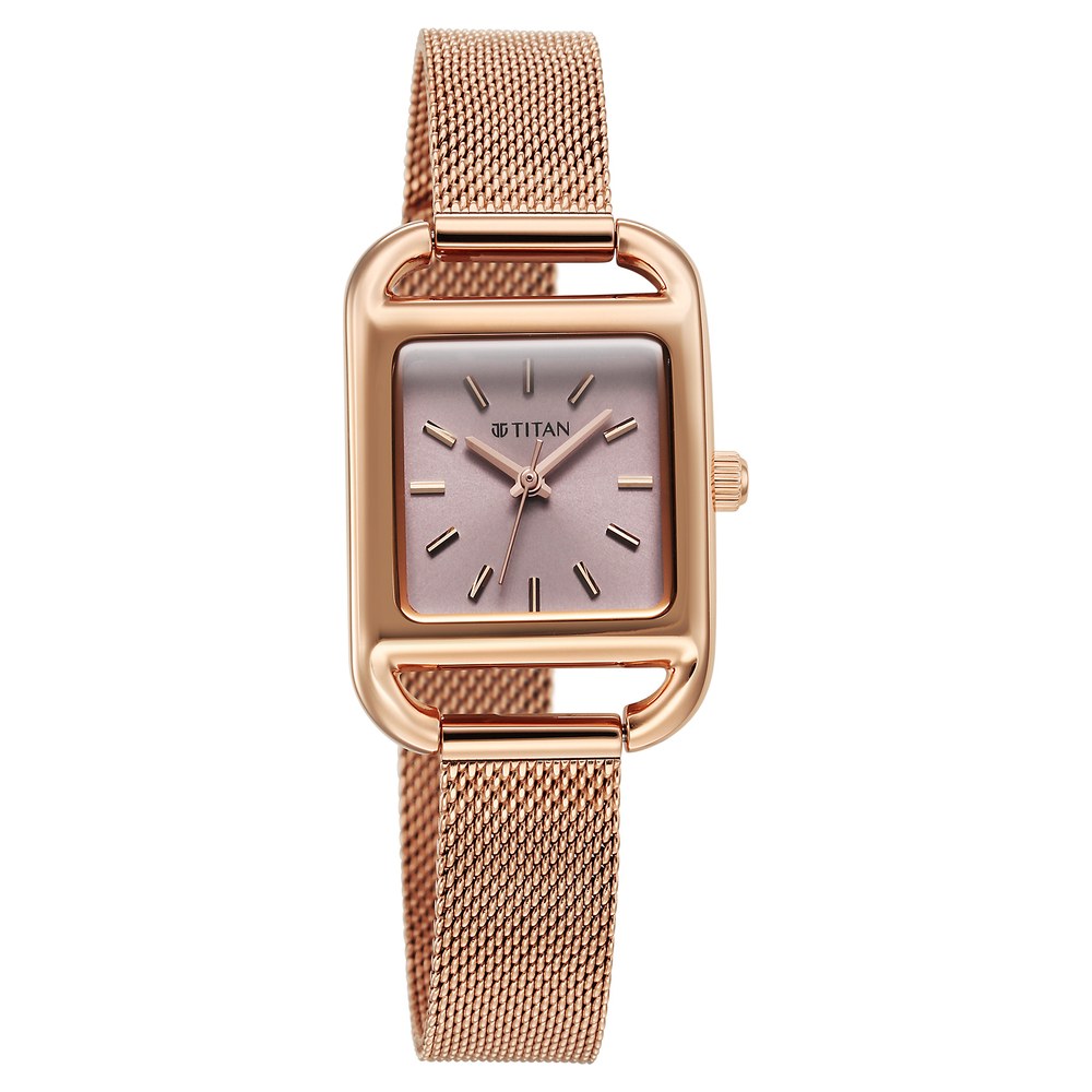 Buy Online Titan Horizon Quartz Analog Pink Dial Stainless Steel Strap ...