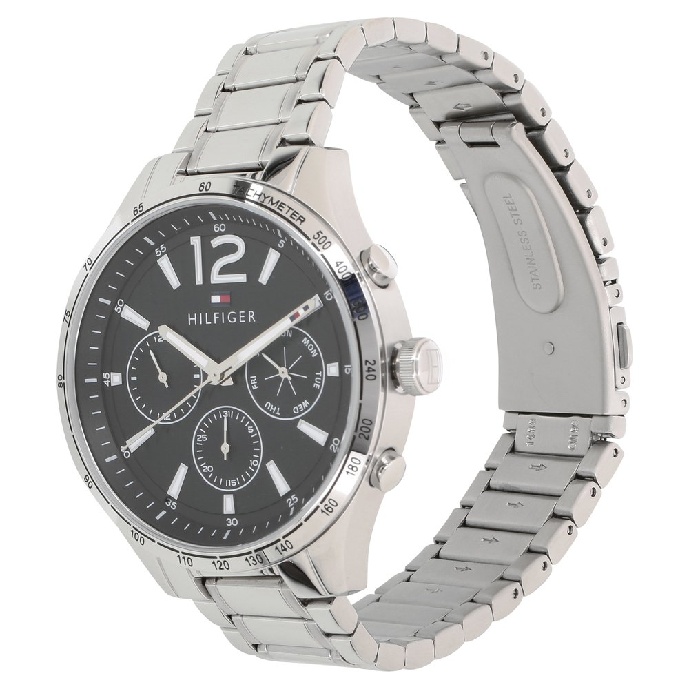 Buy Online Tommy Hilfiger Quartz Multifunction Black Dial Metal Strap ...