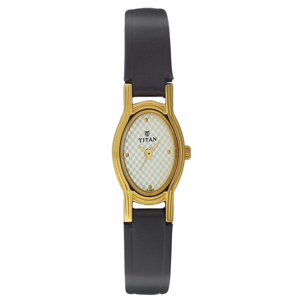 Buy Online Titan Quartz Analog Silver Dial Leather Strap Watch for ...