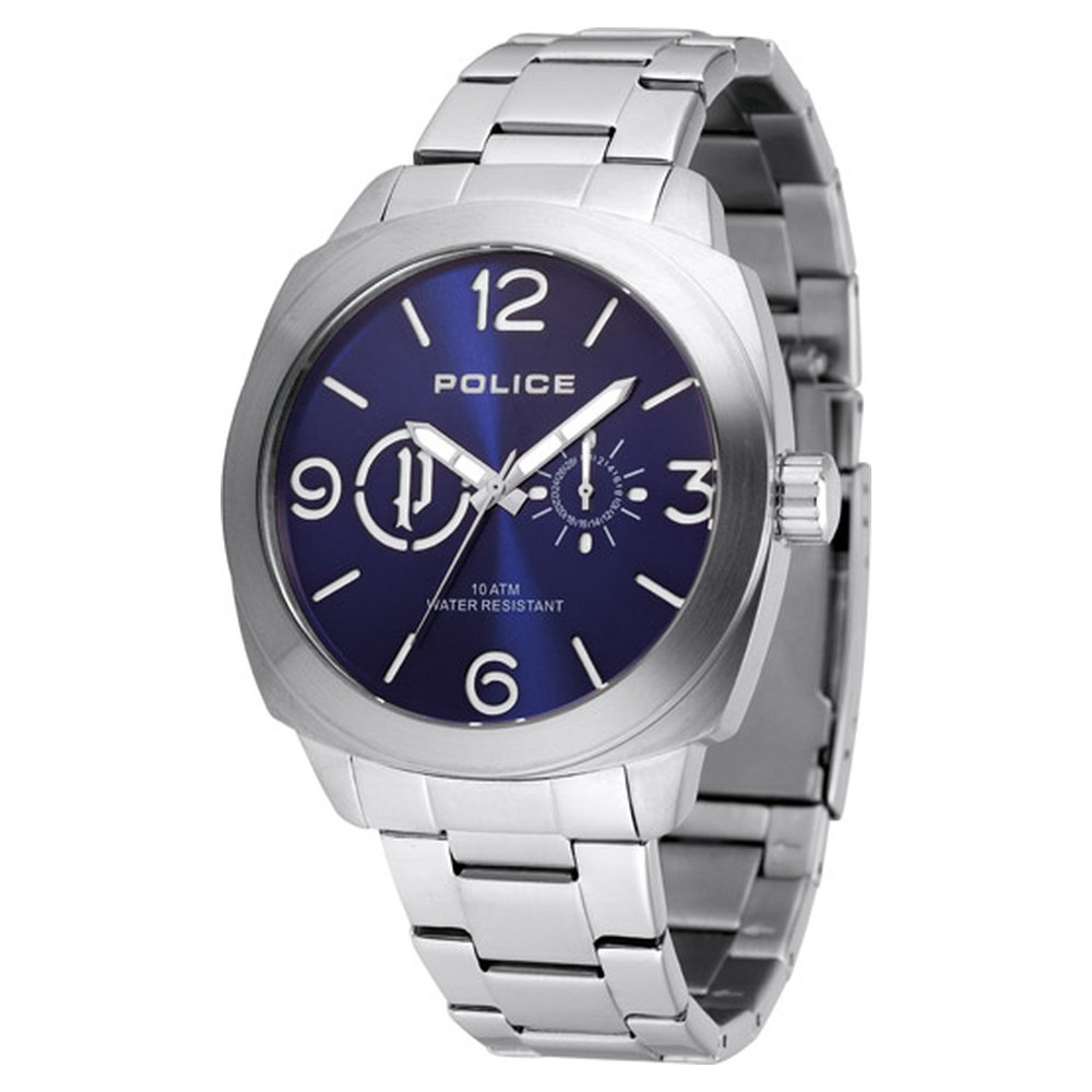 Buy Online Police Quartz Analog with Date Blue Dial Metal Strap Watch ...