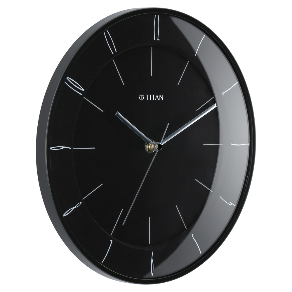Buy Online Titan Contemporary Black Wall Clock with Domed Glass - 27 cm ...
