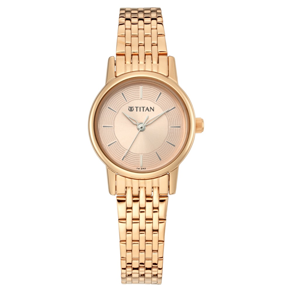 Buy Online Titan Quartz Analog Rose Gold Dial Metal Strap Watch for ...