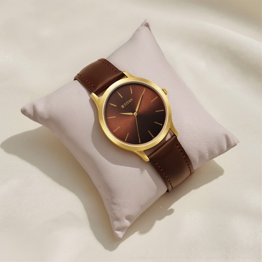 Buy Online Titan Karishma Radiance Brown Dial Analog Leather Strap ...