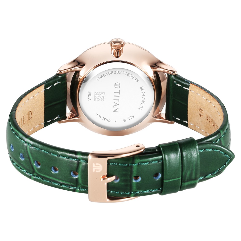 Buy Online Titan Bright Leathers Green Dial Analog with Date Leather ...