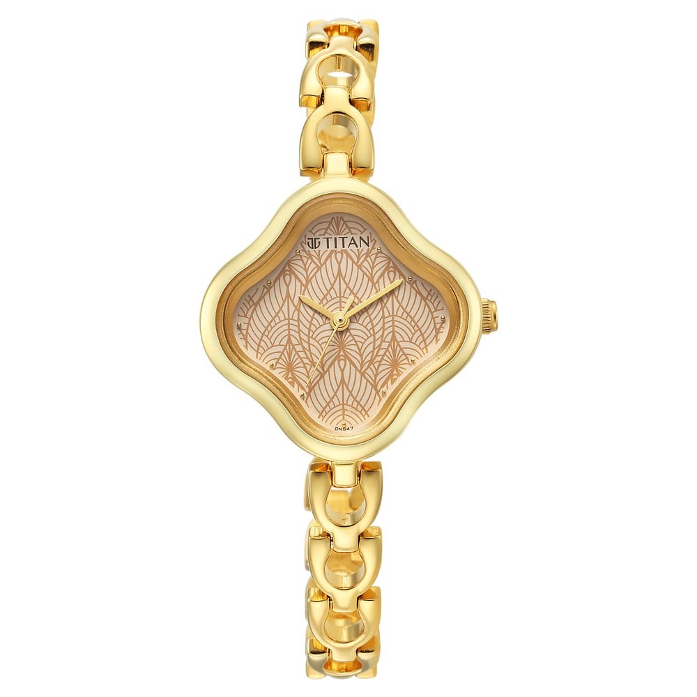 Buy Online Titan Karishma Beige Dial Analog Metal Strap Watch for Women ...