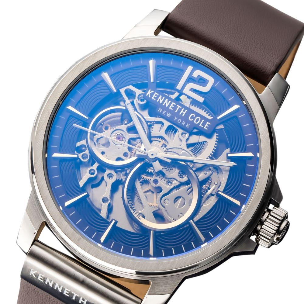 Buy Online Kenneth Cole Automatic Brown Dial Brown Leather Strap Watch ...
