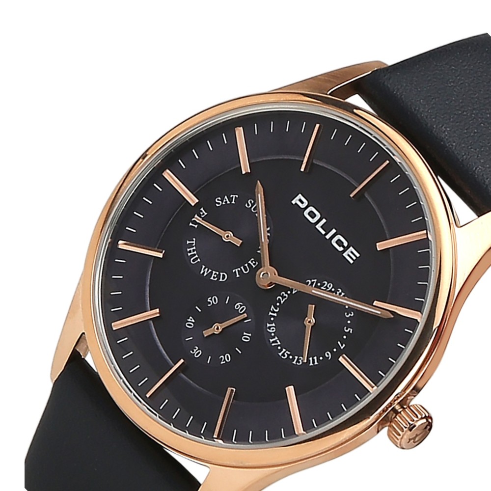 Buy Online Police Quartz Chronograph Blue Dial Leather Strap Watch for ...
