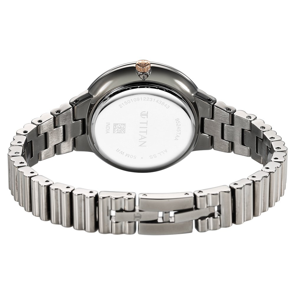 Buy Online Titan Aura Quartz Analog Purple Dial Stainless Steel Strap ...