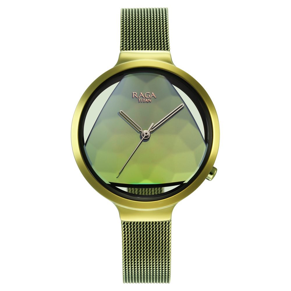 Buy Online Titan Raga Moments of Joy Green Dial Analog Stainless Steel ...