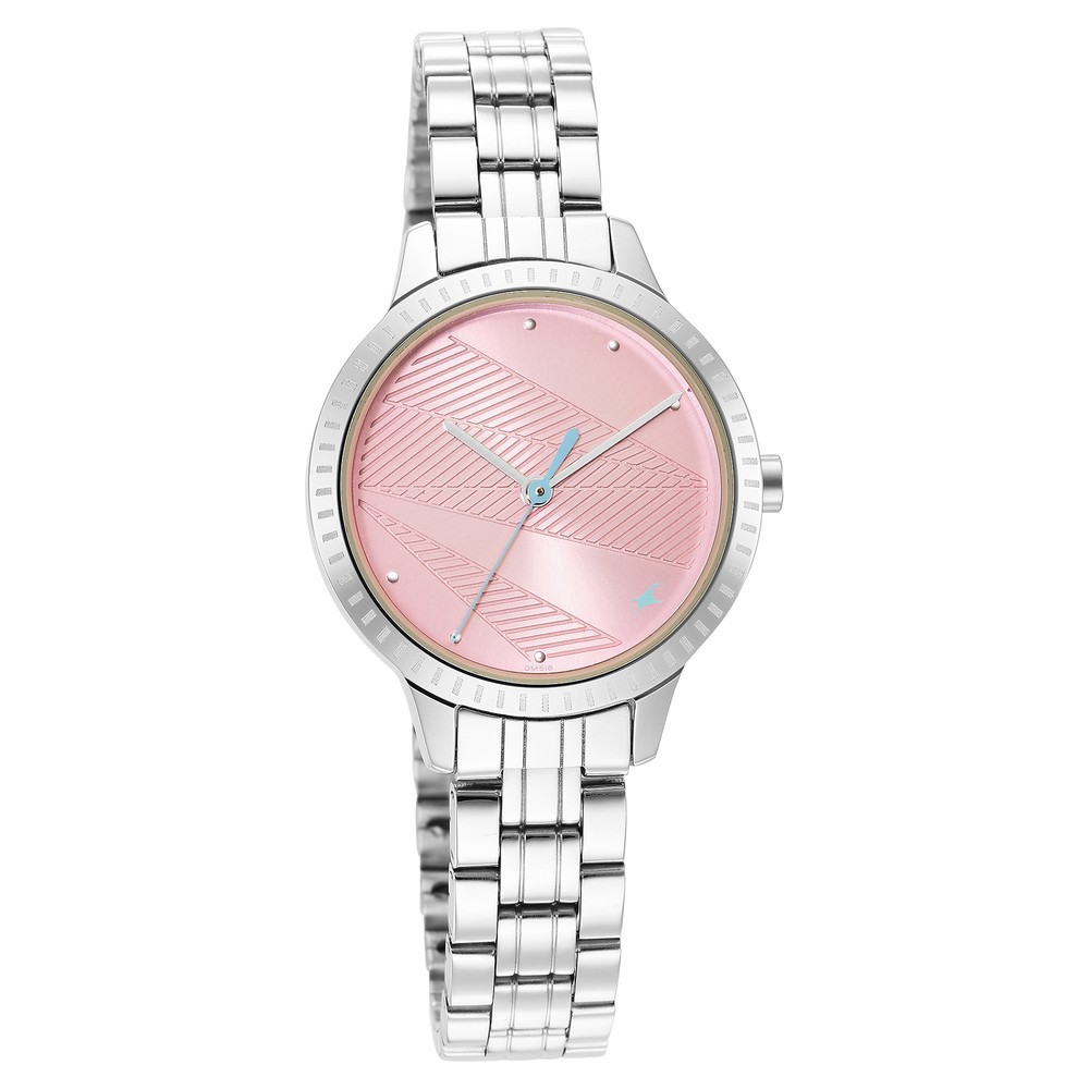 Buy Online Fastrack Stunners Quartz Analog Pink Dial Metal Strap Watch ...