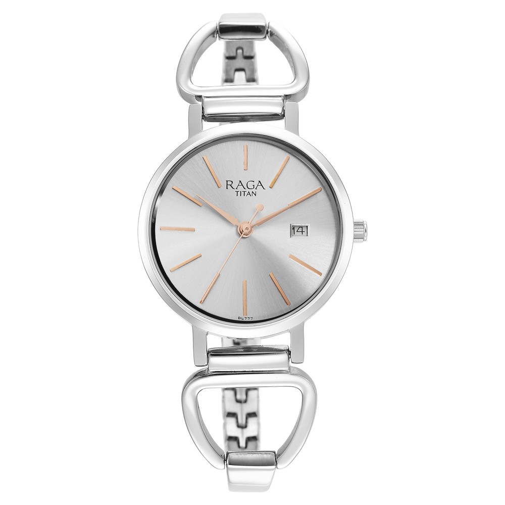 Buy Online Titan Raga Viva Silver Analog Date Metal Strap watch for ...